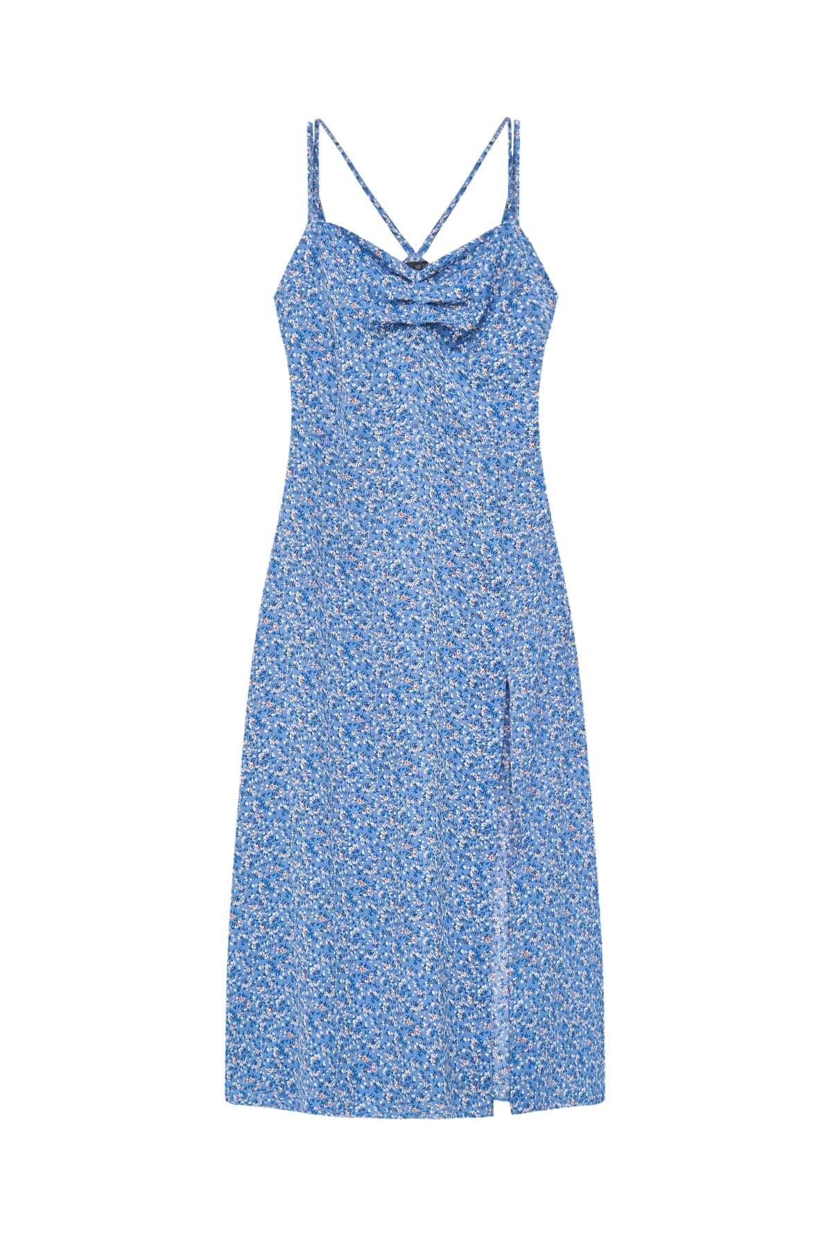 Платье миди на тонких бретелях